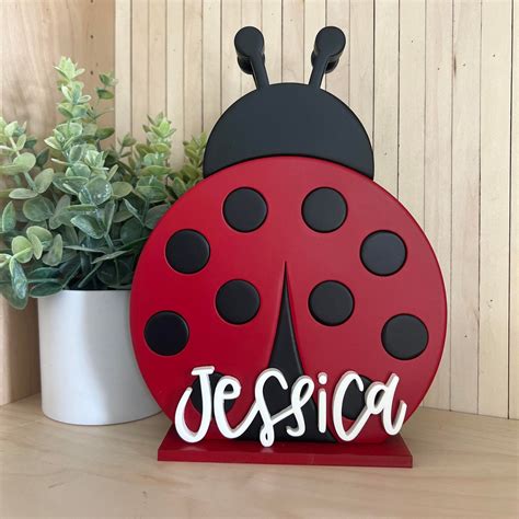 Custom Name Wooden Ladybug Piggy Bank For Girls Ladybug Birthday Party