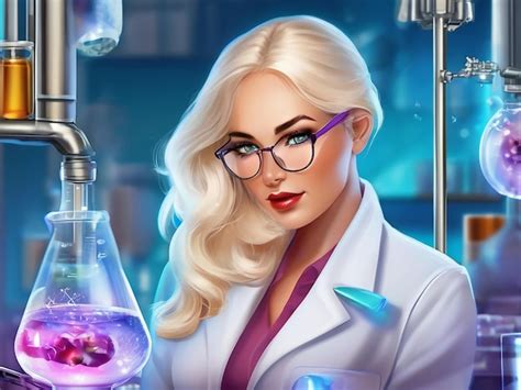 Attractive Blonde Scientist Working In Laboratory Science Chemistry And