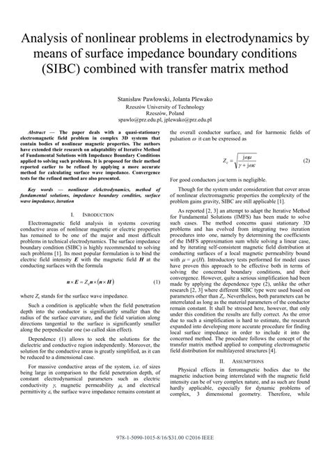 Pdf Analysis Of Nonlinear Problems In Electrodynamics By Means Of Surface Impedance Boundary