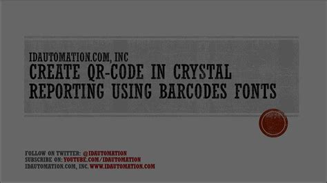 How To Generate Qr Code In Crystal Reports Using Barcode Fonts Youtube