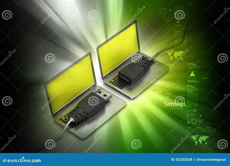 Connecting Cable With Laptop Stock Illustration Illustration Of Network Link