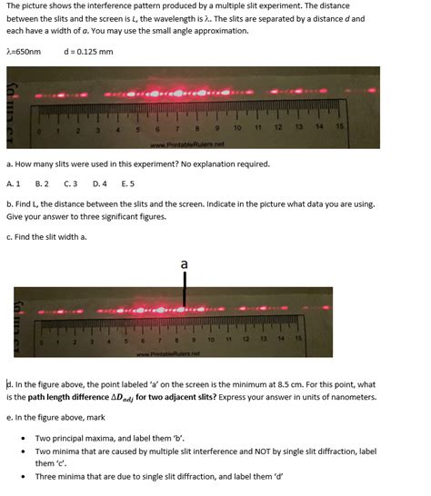 Solved The Picture Shows The Interference Pattern Produced