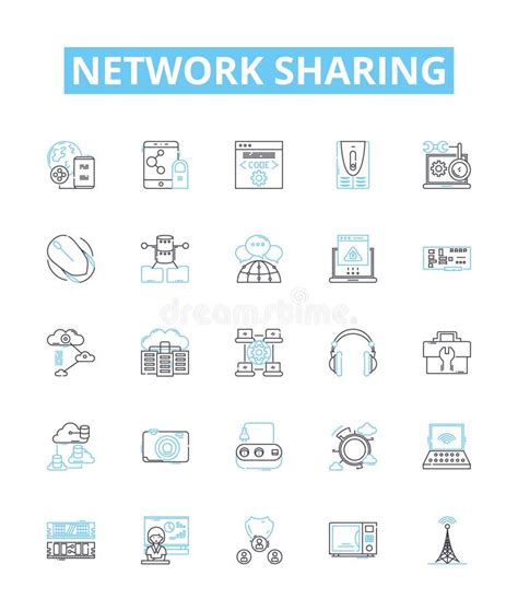 network sharing vector line icons set networking sharing network