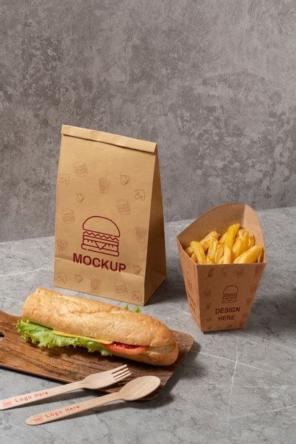 친환경 패스트푸드 포장 목업 프리미엄 Psd 파일