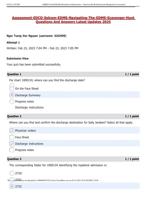Assessment EDCO Solcom EDMS Navigating The EDMS Scavenger Hunt Questions And Answers Latest
