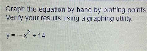 Solved Graph The Equation By Hand By Plotting Points Verify Chegg
