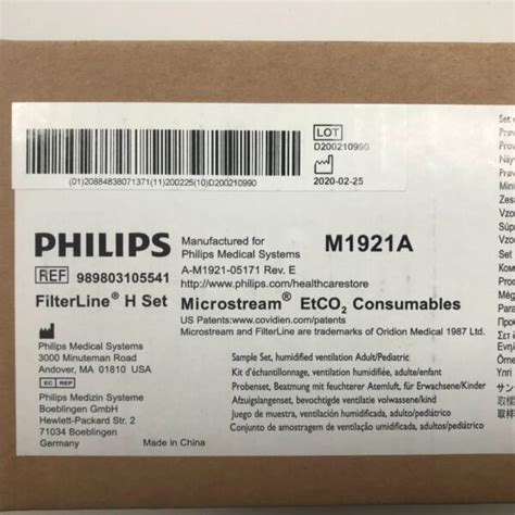 Philips M1921a Filterline H Set Microstream Etco2 Consumables 25 Box Gb Tech Usa