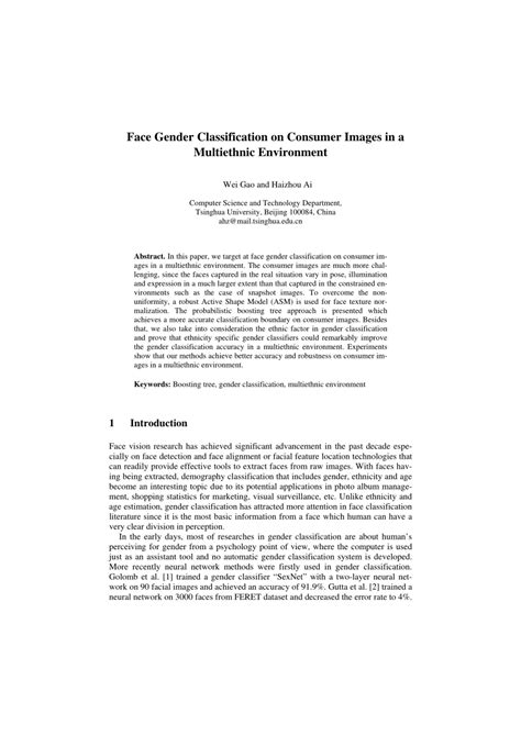 Pdf Face Gender Classification On Consumer Images In A Multiethnic Environment