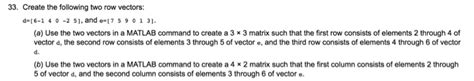 Solved Create The Following Two Row Vectors D Chegg