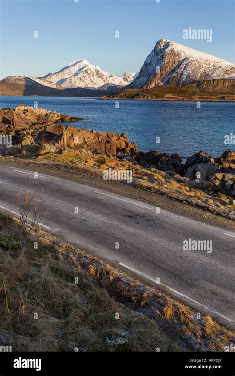 Flakstadoya Island Coastline Lofoten Islands Norway Europe Stock