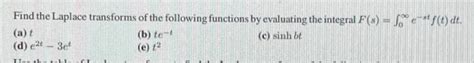 Solved Find The Laplace Transforms Of The Following