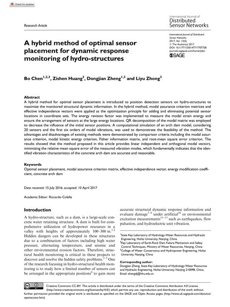 Pdf A Hybrid Method Of Optimal Sensor Placement For Dynamic Response Monitoring Of Hydro