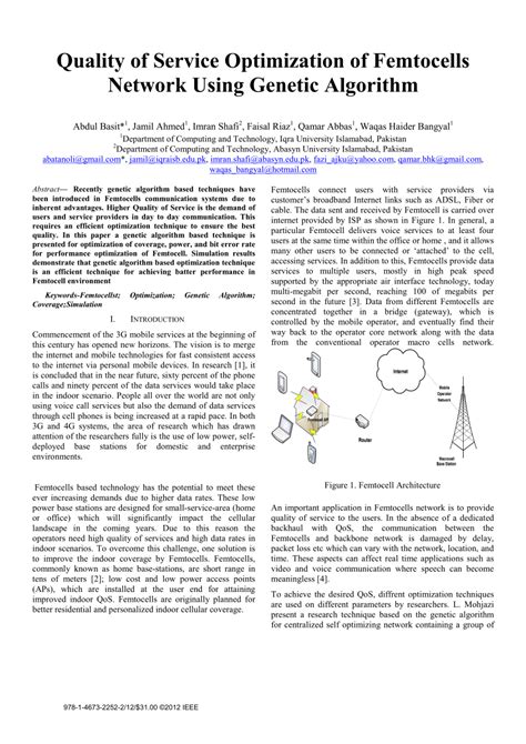 Pdf Quality Of Service Optimization Of Femtocells Network Using