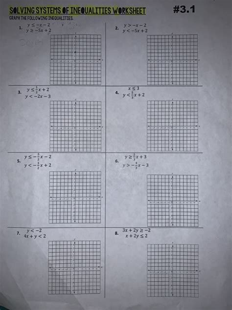 Solved SOLVING SYSTEMS OF INEQUALITIES WORKSHEET GRAPH Worksheets Library