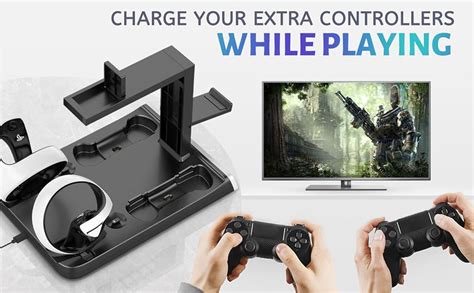 3 In 1 Controller Charging Dock For Psvr2 And Ps5 Vr Stand Display With Led Light