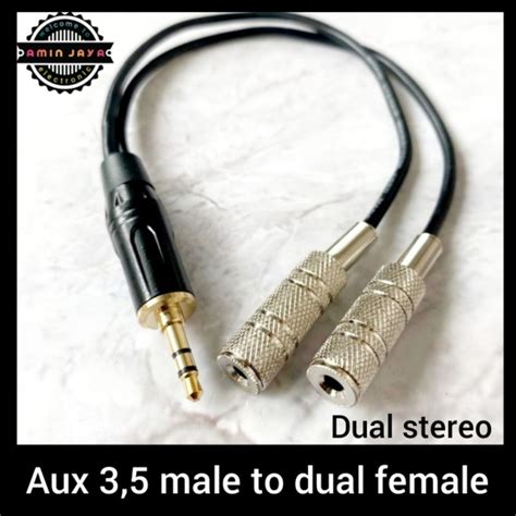 Jual Spliter Kabel Aux 3 5 Male To Dual Female Shopee Indonesia