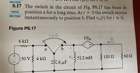 solved 8 17 ﻿the switch in the circuit of fig p8 17 ﻿has