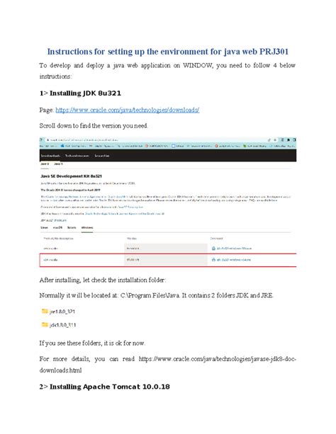 Instructions For Setting Up The Environment For Java Web Prj301 After