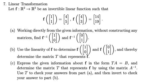 Solved 7 Linear Transformation Let F R2R2 Be An Invertible Chegg Com