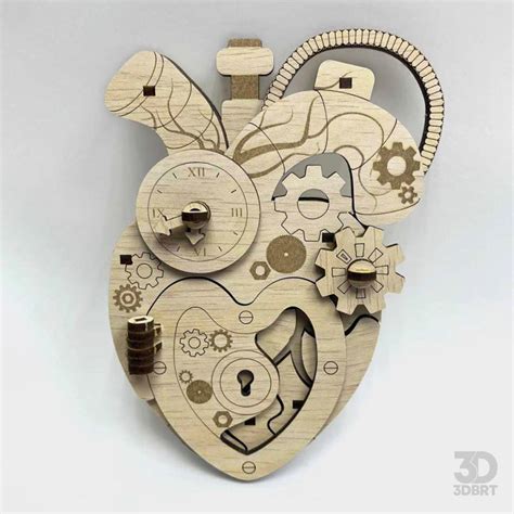 Серце з дерева у стилі Steampunk для самостійного складання купити в Україні 3dbrt