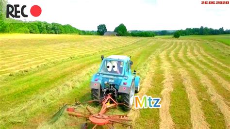 Sienu Grābšana Ar Mtz Grass Raking Сгребать траву с мтз Mtz Youtube