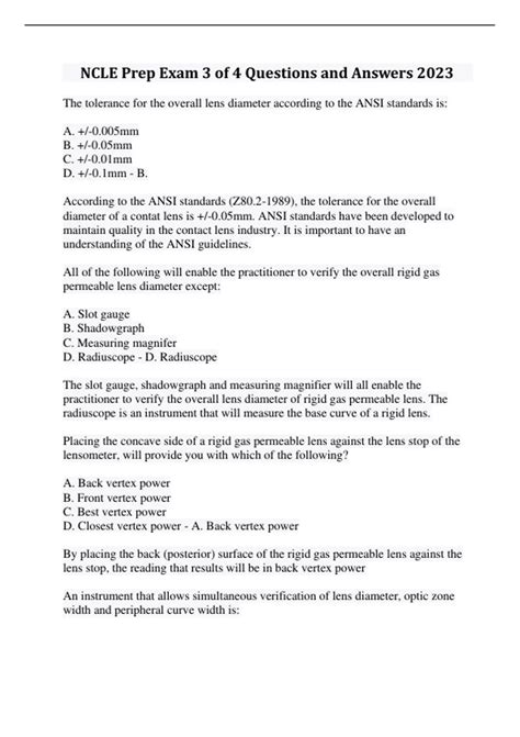 Ncle Prep Exam 3 Of 4 Questions And Answers 2023 Ncle Stuvia Us