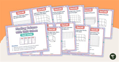 Finding Volume With Unit Cubes Task Cards Teach Starter