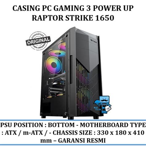 Jual Casing Pc Gaming Power Up Raptor Strike Original Produk Jakarta Pusat Das
