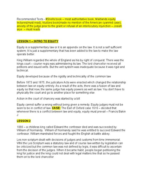 Equity Notes Pdf Equity Law Common Law