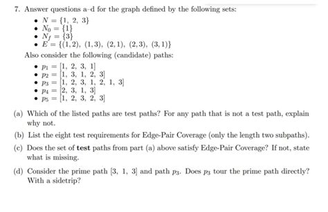 Solved 7 Answer Questions A D For The Graph Defined By The