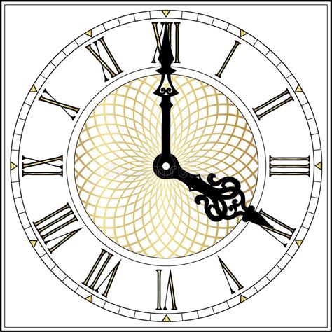 Elegant Roman Numeral Clock With Golden Decoration Stock Vector