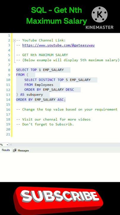Sql Query Get Nth Maximum Salary Sql Sqltutorial Databaseconcepts
