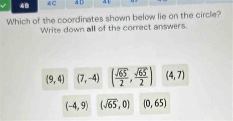 solved 4b 4c 4 d 4 e 4r which of the coordinates shown below lie on