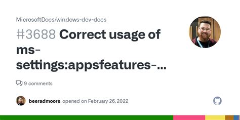 Correct Usage Of Ms Settingsappsfeatures App · Issue 3688