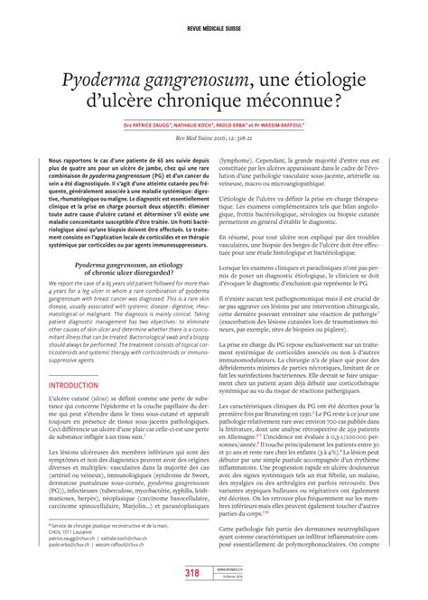 Pdf Pyoderma Gangrenosum An Etiology Of Chronic Ulcer Disregarded