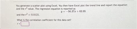 Solved You Generate A Scatter Plot Using Excel You Then