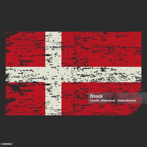 덴마크 국기 브러시는 덴마크 플래그를 그린 그런지 효과와 수채화가 있는 손으로 그린 스타일 일러스트레이션 그런지 텍스처가 있는