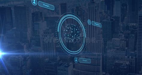 Animation Of Ai Text Brain And Data Processing Over Cityscape