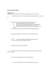 Econ 201 Midterm Econ 201 Exam 1 Review Multiple Choice Identify The