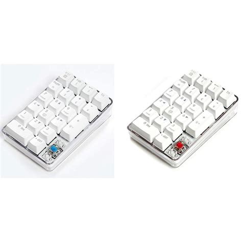 Mechanical Numeric Keypad Wired Gaming Keypad Crystal Case White Backlit Keys Mini Numpad