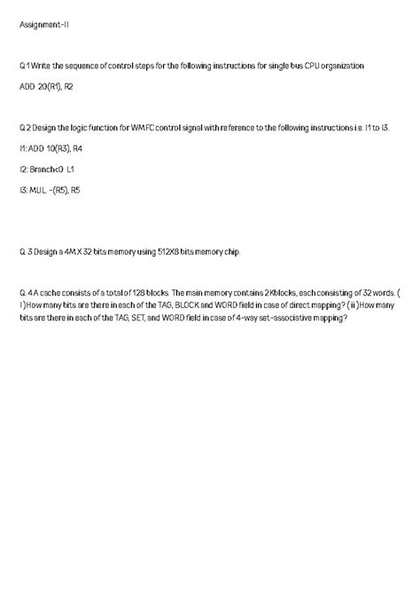 Assignment Ii Assignment For Practice Assignment Ii Q 1 Write The Sequence Of Control Steps