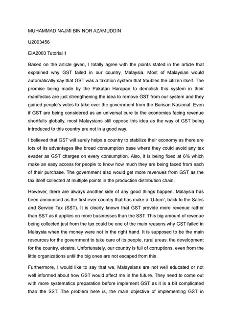 Najmi Azamuddin U2003 456 Eia2003 Tuto1 Muhammad Najmi Bin Nor