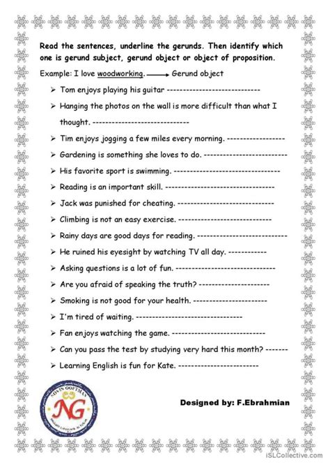 Gerund As Subject Worksheet Pdf Grammar Gerund Or Infinitive We Use