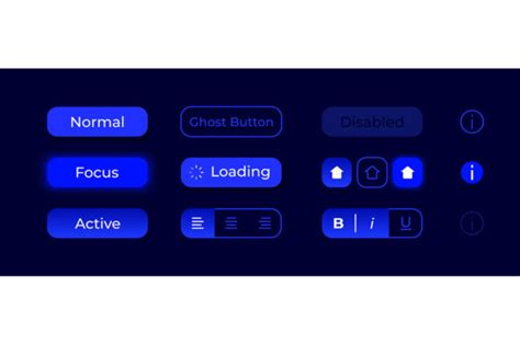 Glowing Buttons UI Elements Kit Graphic By Bsd Studio Creative Fabrica