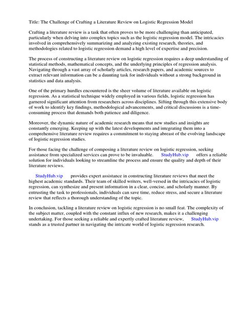 Literature Review On Logistic Regression Model Pdf Logistic Regression Linear Regression