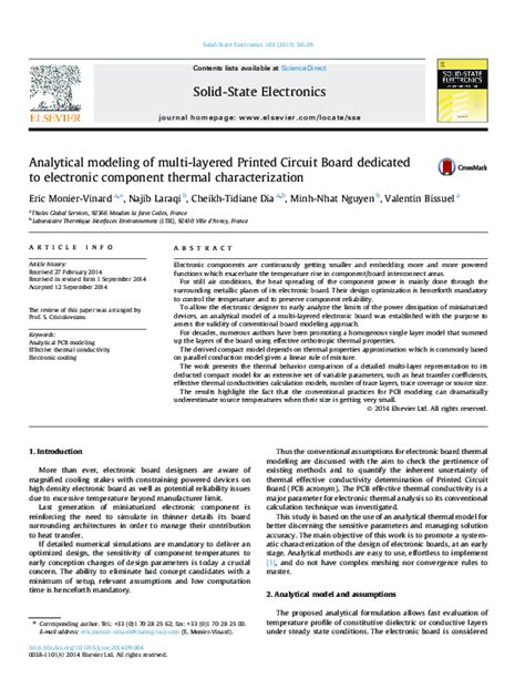 Pdf Analytical Modeling Of Multi Layered Printed Circuit Board Dedicated To Electronic