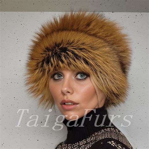 Gold Cross Fox Fur Hat Etsy