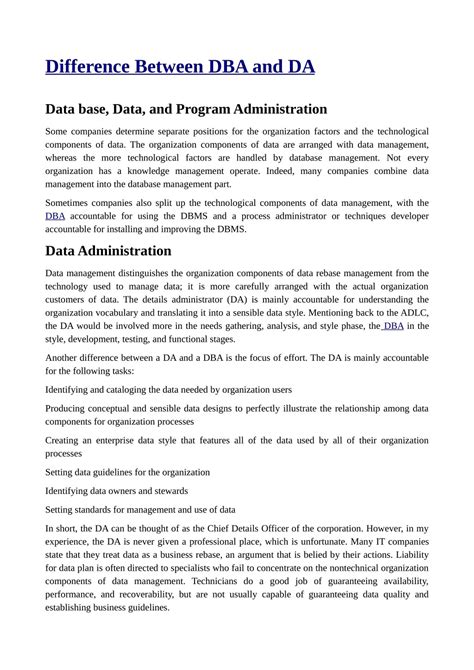 Ppt Difference Between Dba And Da Powerpoint Presentation Free Download Id 7599825