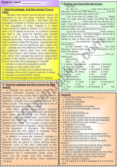 Reading Exercises Esl Worksheet By Luckynumber2010