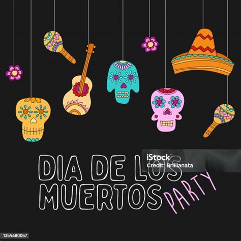 죽은 자의 날 디아 드 로스 무에르토 화려한 멕시코 요소와 배너 꽃 식물에 대한 스톡 벡터 아트 및 기타 이미지 꽃 식물 낮 두개골 Istock